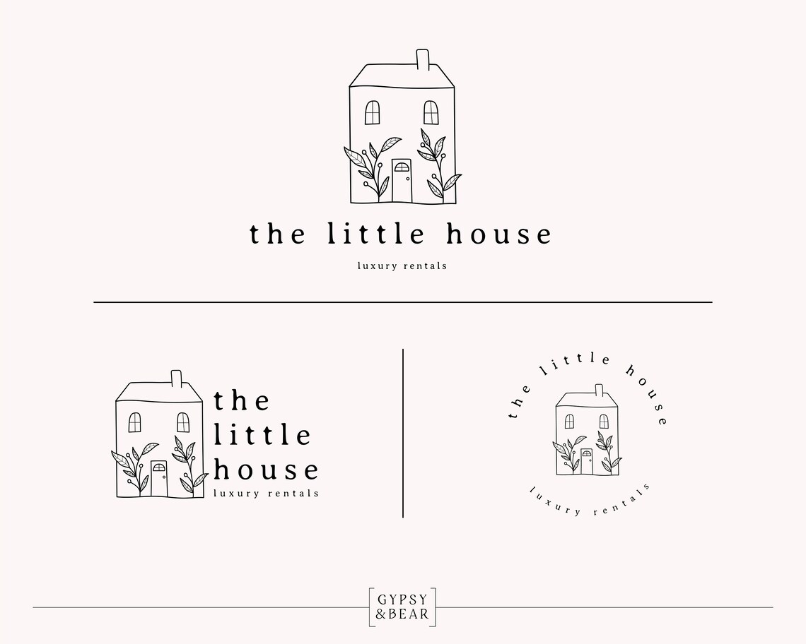 Premade House Logo Hand Drawn Logo Cottage Logo Air B&B - Etsy UK
