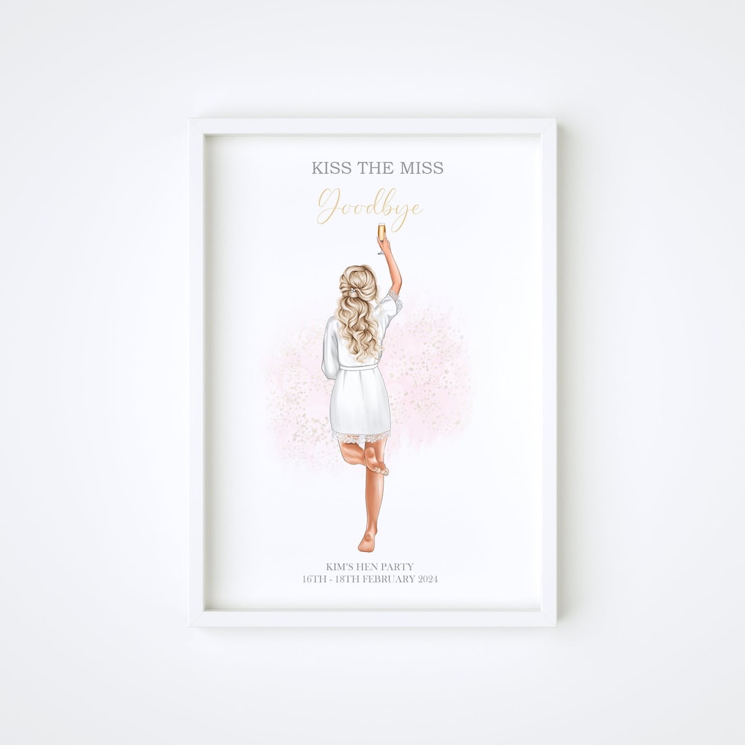 Personalised Kiss the Miss Goodbye, Hen Party Guest Book, Hen Weekend ...