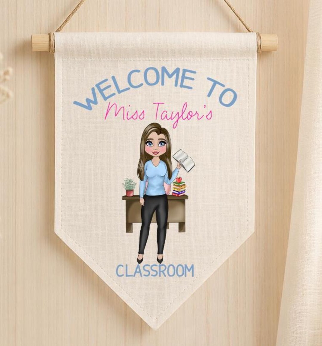 Personalised Classroom Banner Flag, Teacher Door Sign, Custom Teacher ...