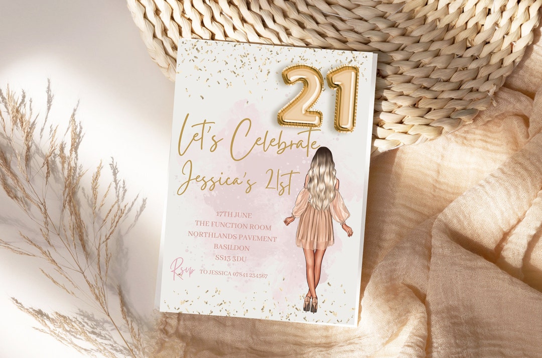 Invitación de cumpleaños número 21 / Digital / Invitar / - Etsy México