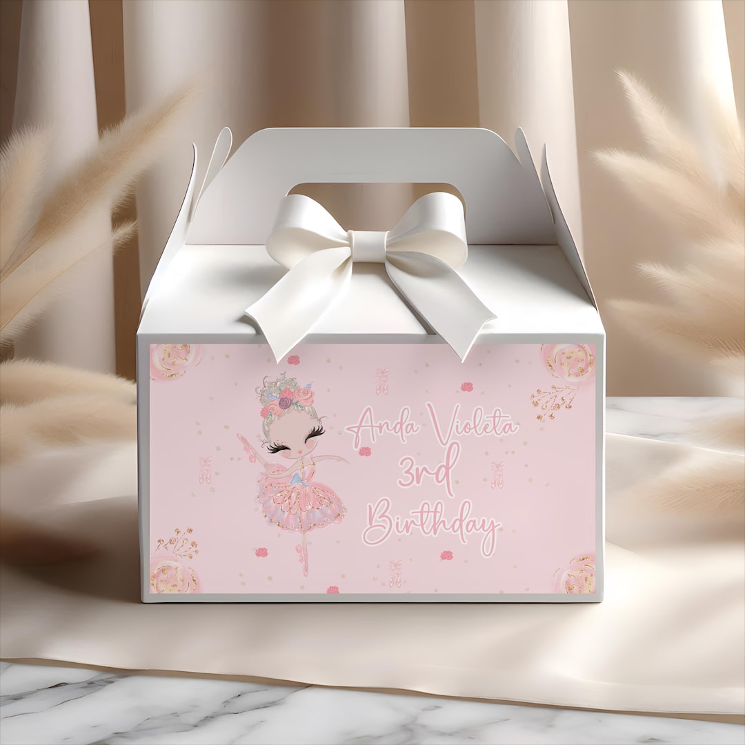 Personalised Pink Ballerina Birthday Party Favour Activity Box ...