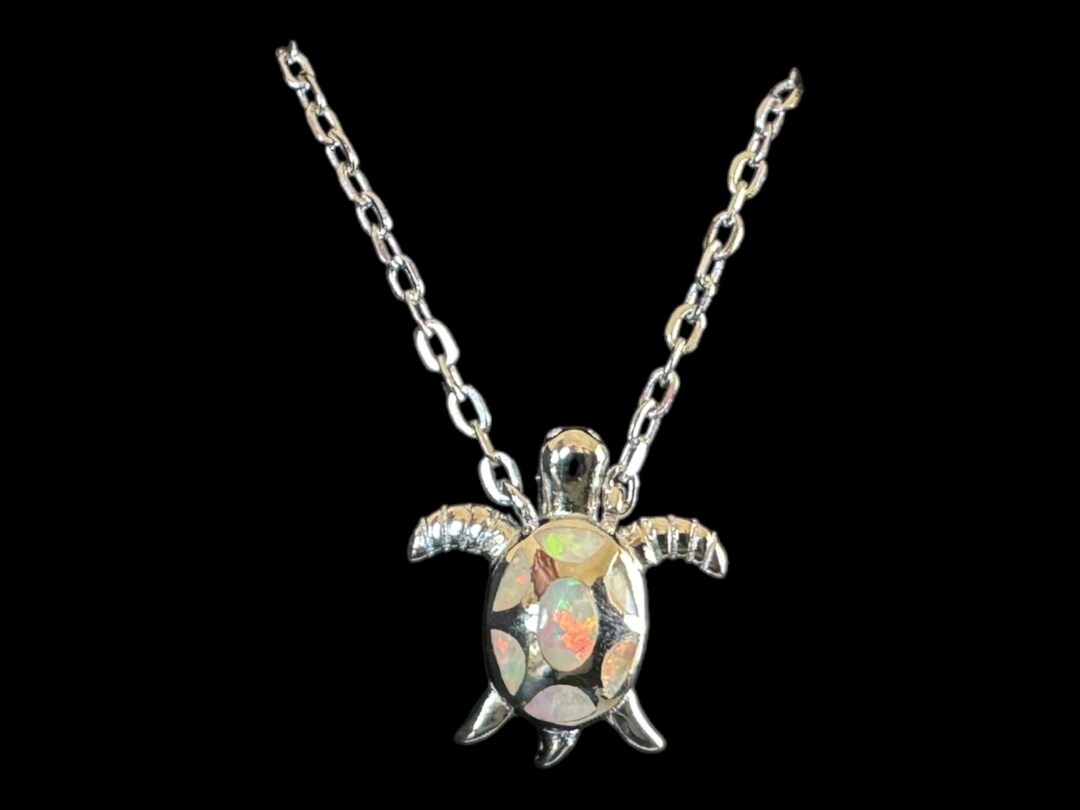 White Opal Pendant 'starlight Turtle' Silver Opal Gift Jewelry ...