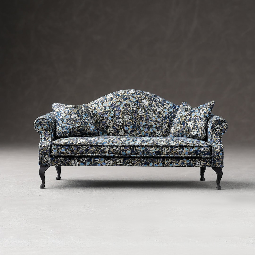 1:12 Miniature Upholstered Vintage and Antique Roll Arm Sofa Set ...