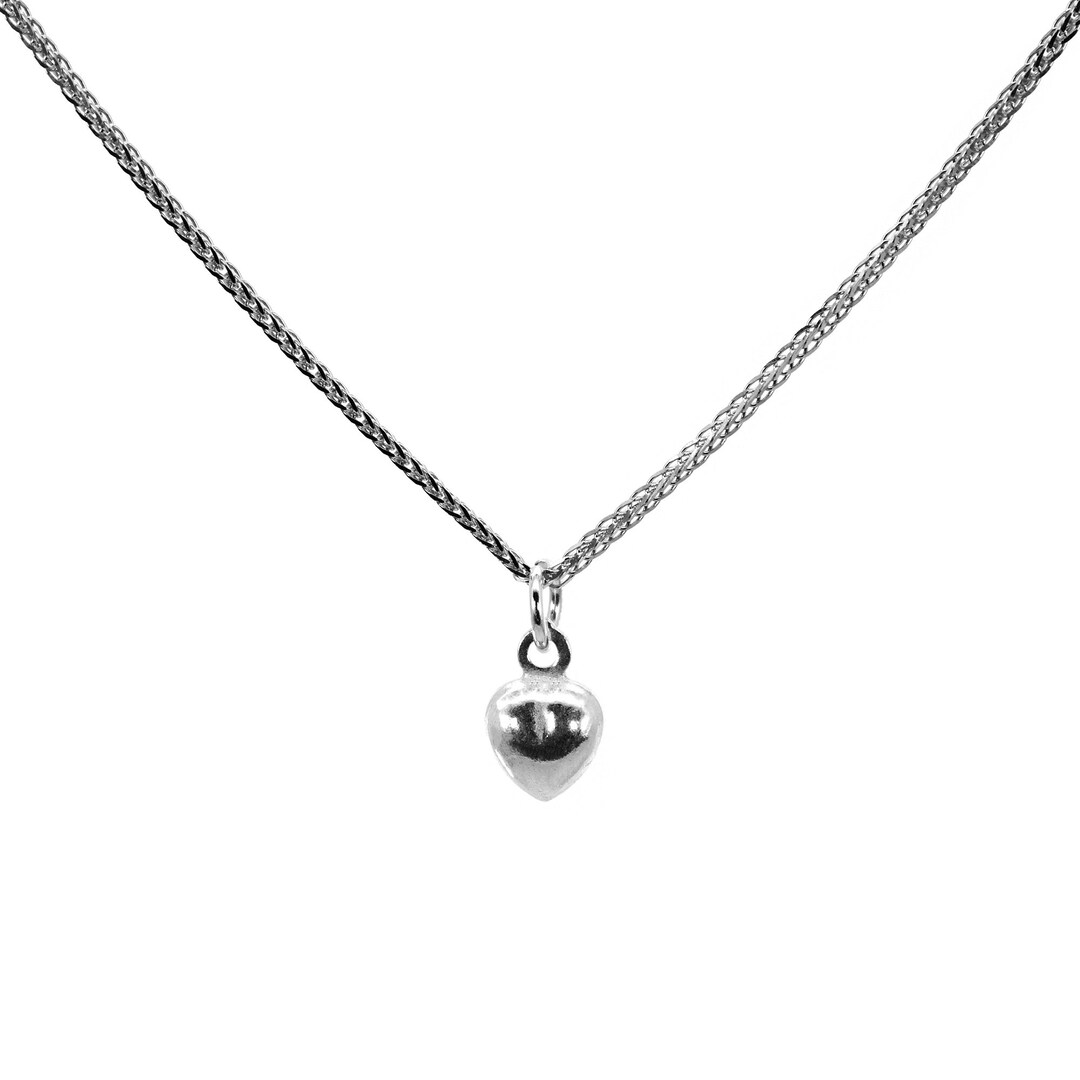 Chopin Chain 1.2mm Necklace 925 Sterling Silver Pendant Silver Heart ...