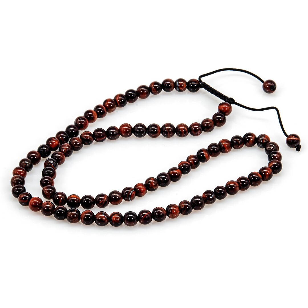 Red Tiger Eye Chain Necklace 6mm Beaded Chain Black Tiger Eye Beaded ...
