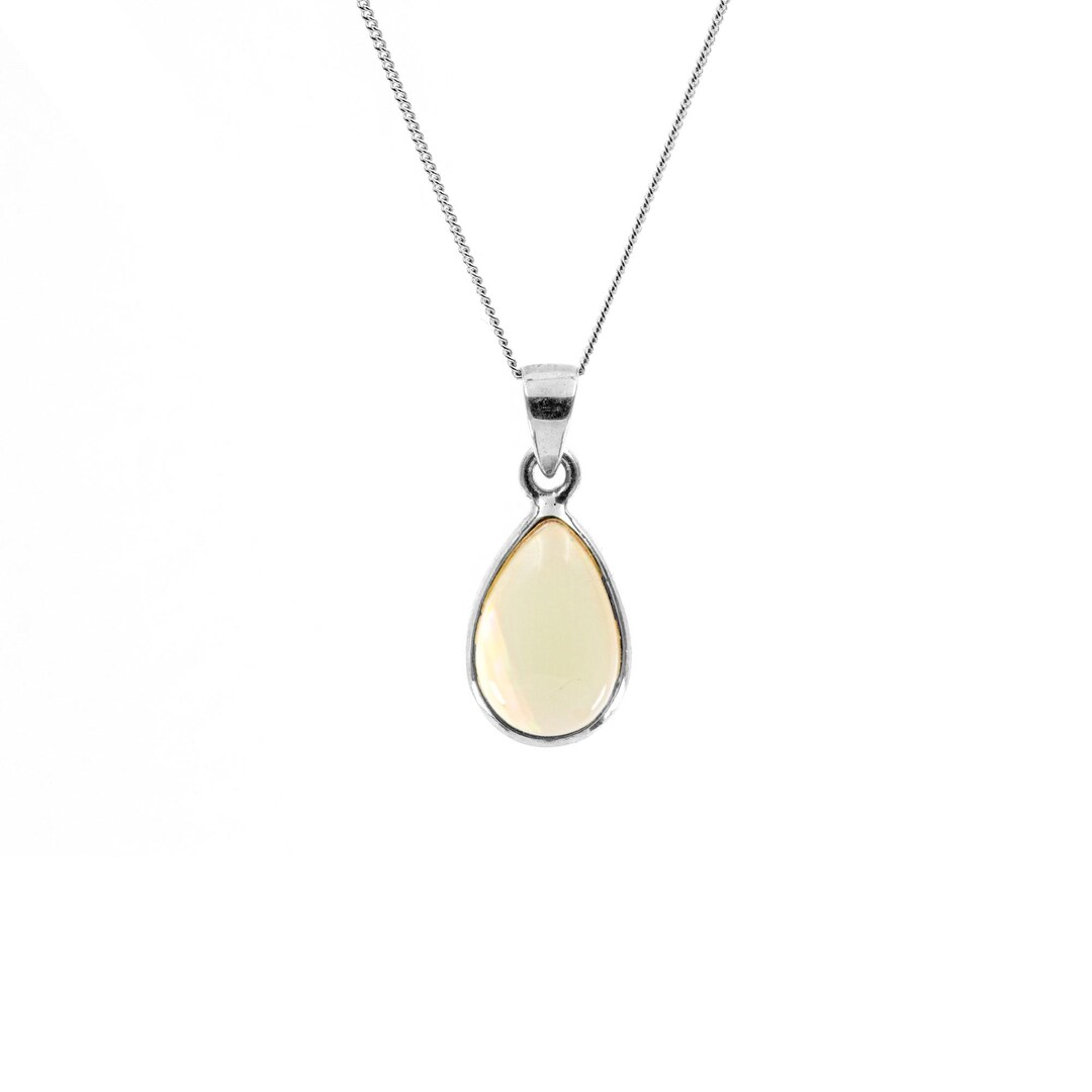 Cuban Link Curb Chain Necklace Ethiopian Opal Pendant 925 Sterling ...