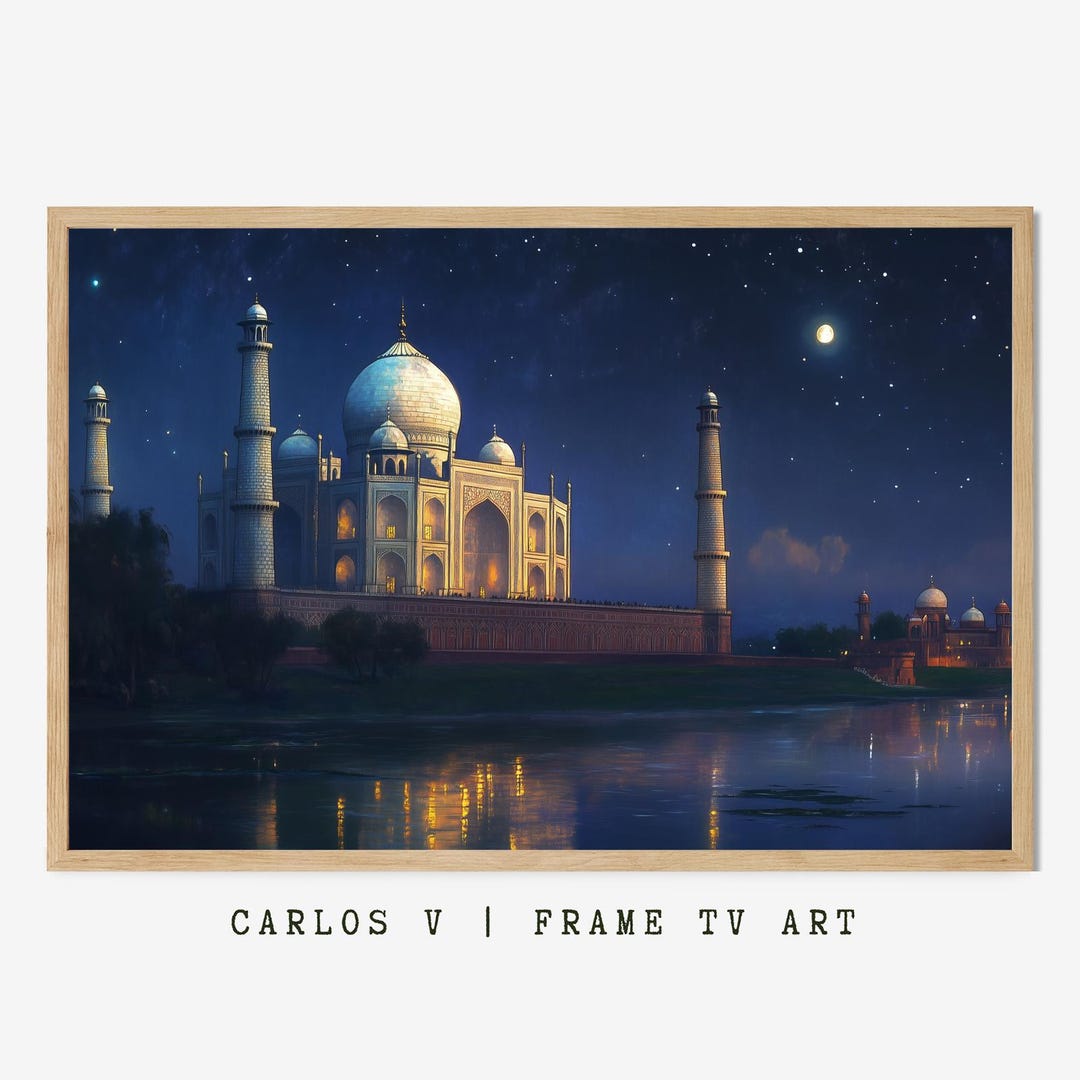 Taj Mahal Under a Starry Night Samsung TV Frame Art Indian Illustration ...