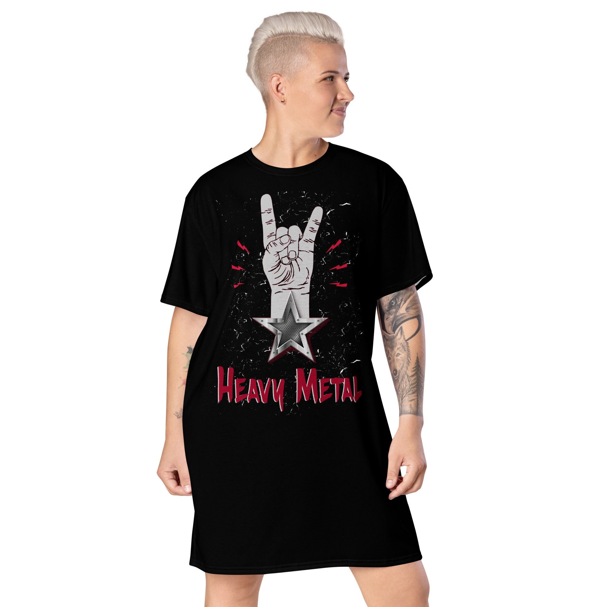 Heavy Metal Cute Oversized T-shirt Dress, Trendy Aesthetic Comfy ...
