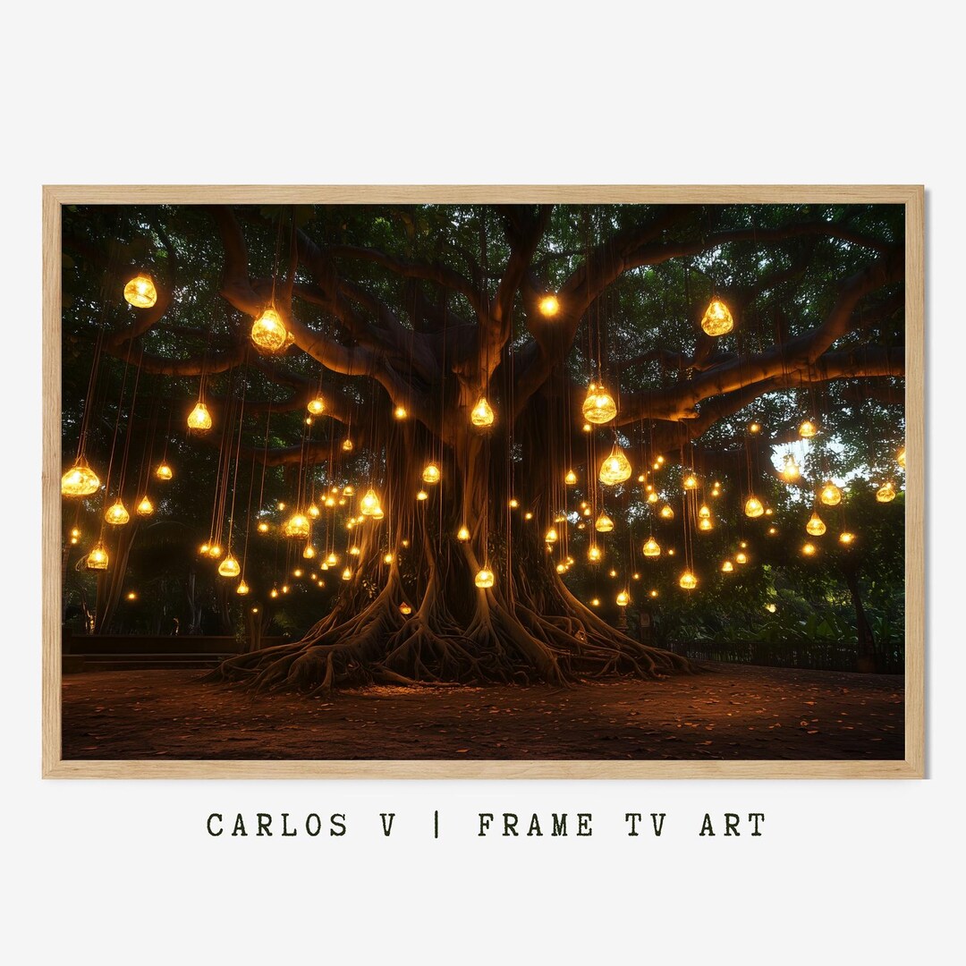 Magical Banyan Tree With Hanging Lights | Samsung Frame Picture ...