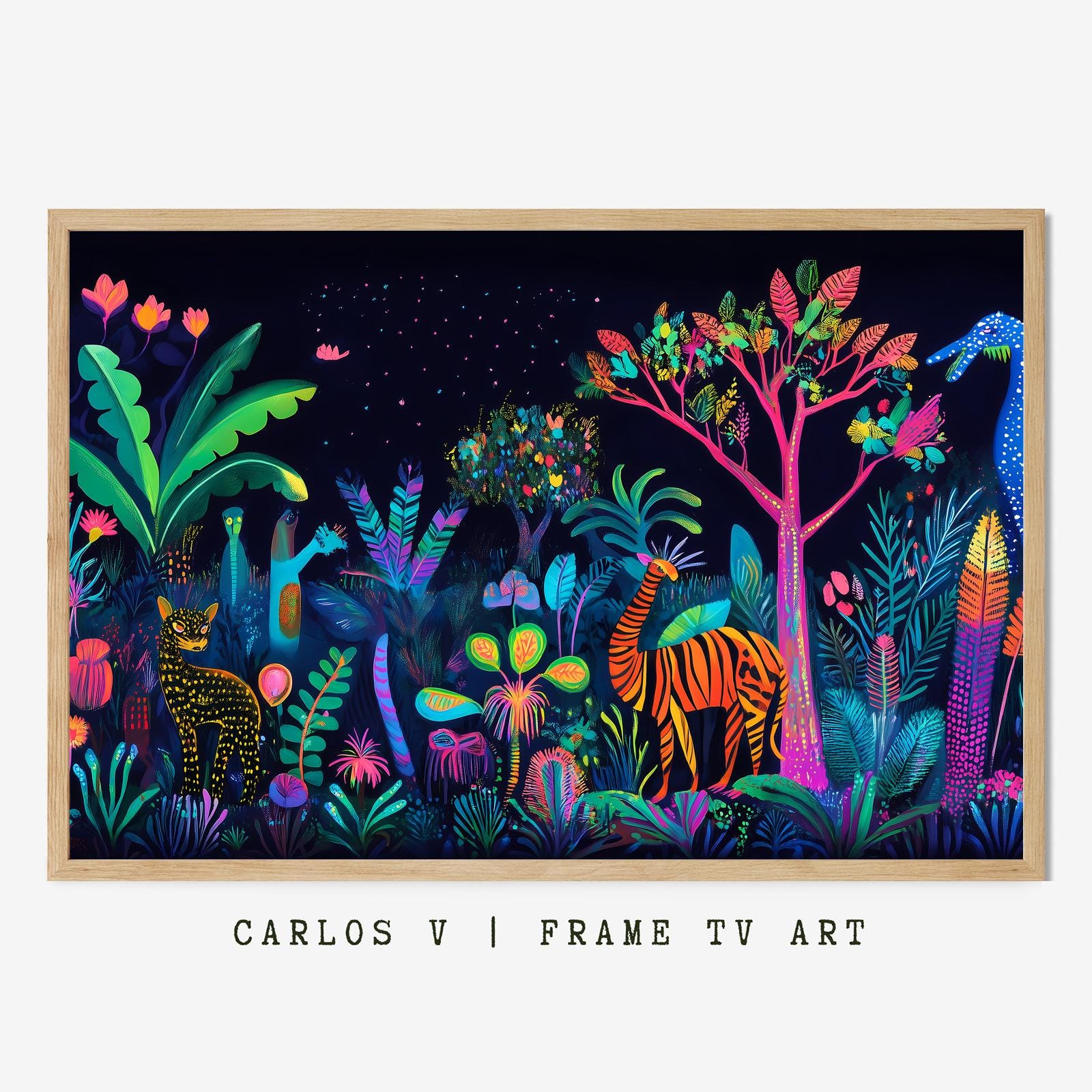 Vivid Jungle With Neon Lights and Animals | Digital Art Samsung Frame ...