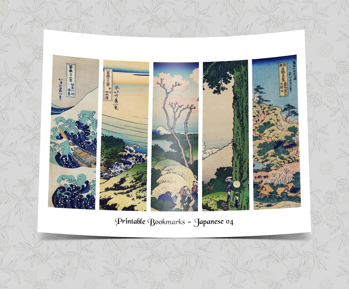 Japanese Art Printable Bookmarks Set, Book Lover Gift, Instant Download ...