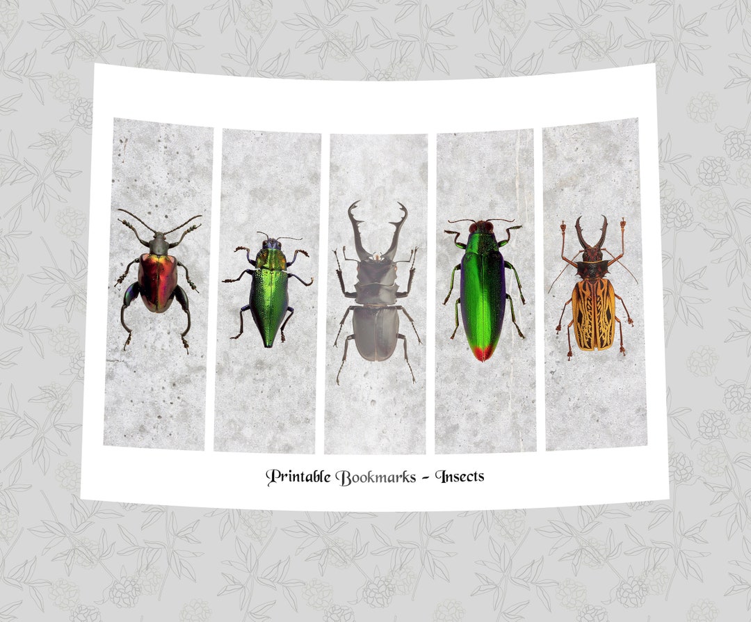 Scarabs Insects Printable Bookmarks Set, Book Lover Gift, Instant ...