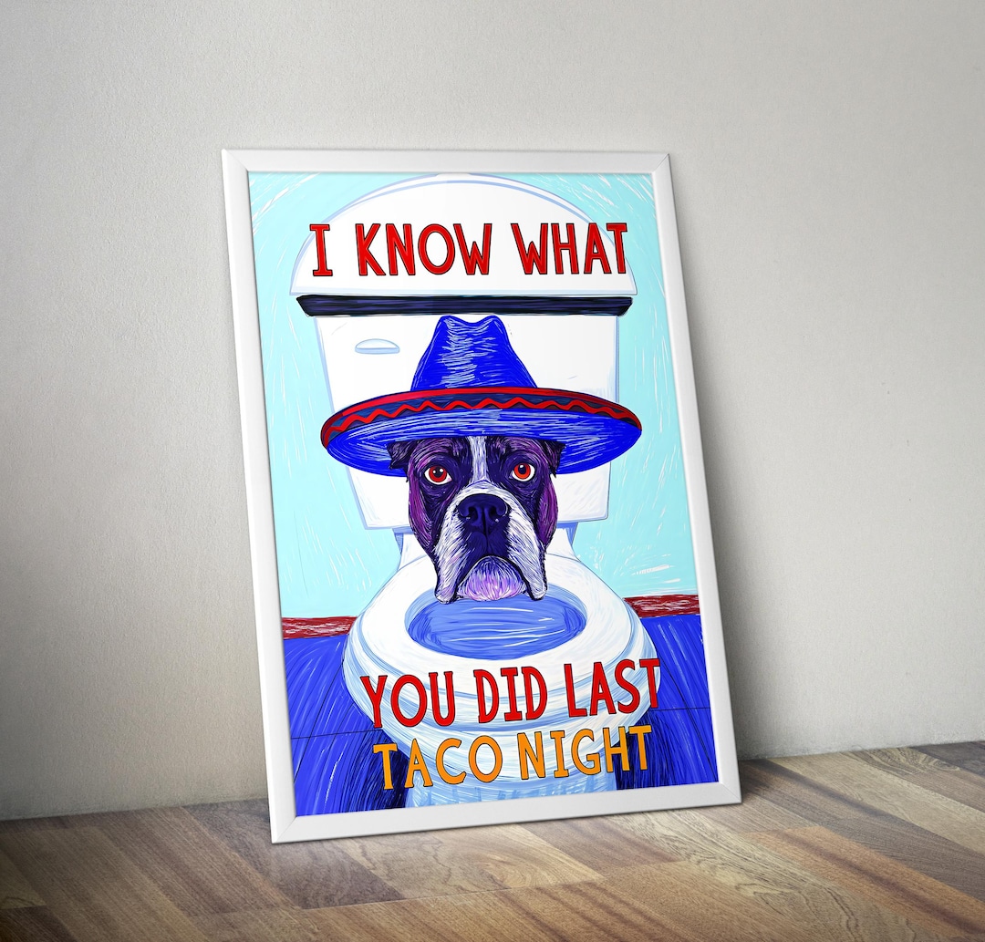 Taco Night Funny Bathroom Wall Art | Toilet Humor Print | Quirky ...