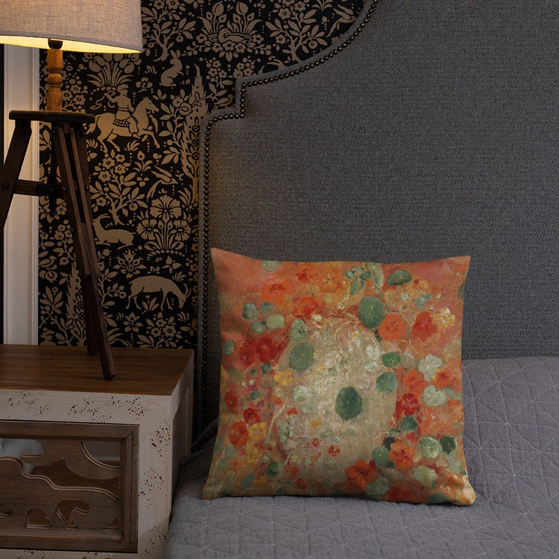 Nasturtiums by Odilon Redon Decorative Pillow, Pretty Cushions, Home ...