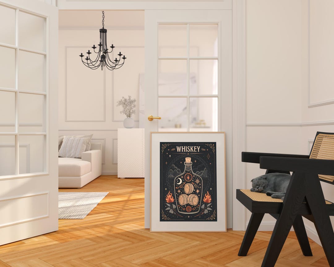 Whiskey Alcohol Mystical Tarot Art Print | Bar Cart & Home Bar Decor ...