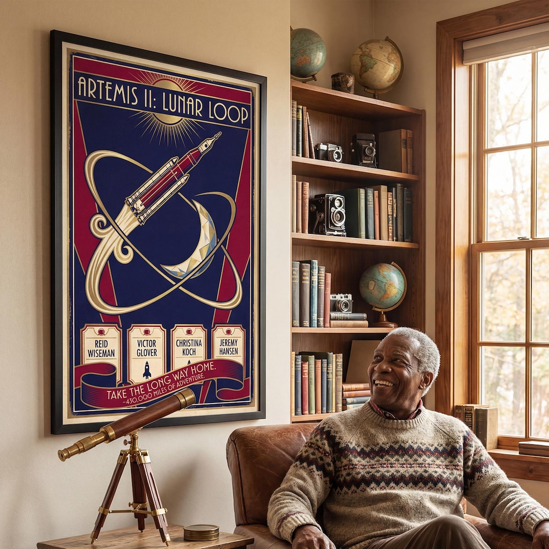 Artemis II Lunar Loop Poster - Retro Mission Trajectory Art - NASA ...
