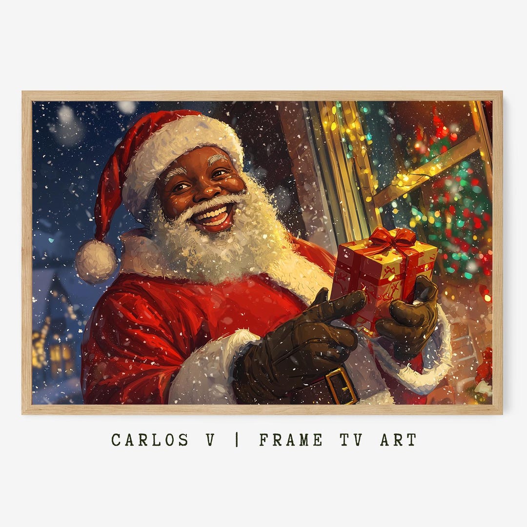 Santa’s Secret Visit | African American Santa Claus Digital TV Art ...