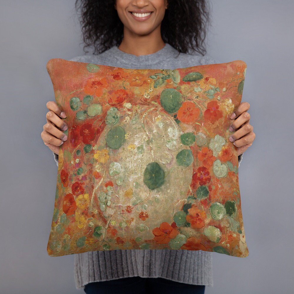 Nasturtiums by Odilon Redon Decorative Pillow, Pretty Cushions, Home ...