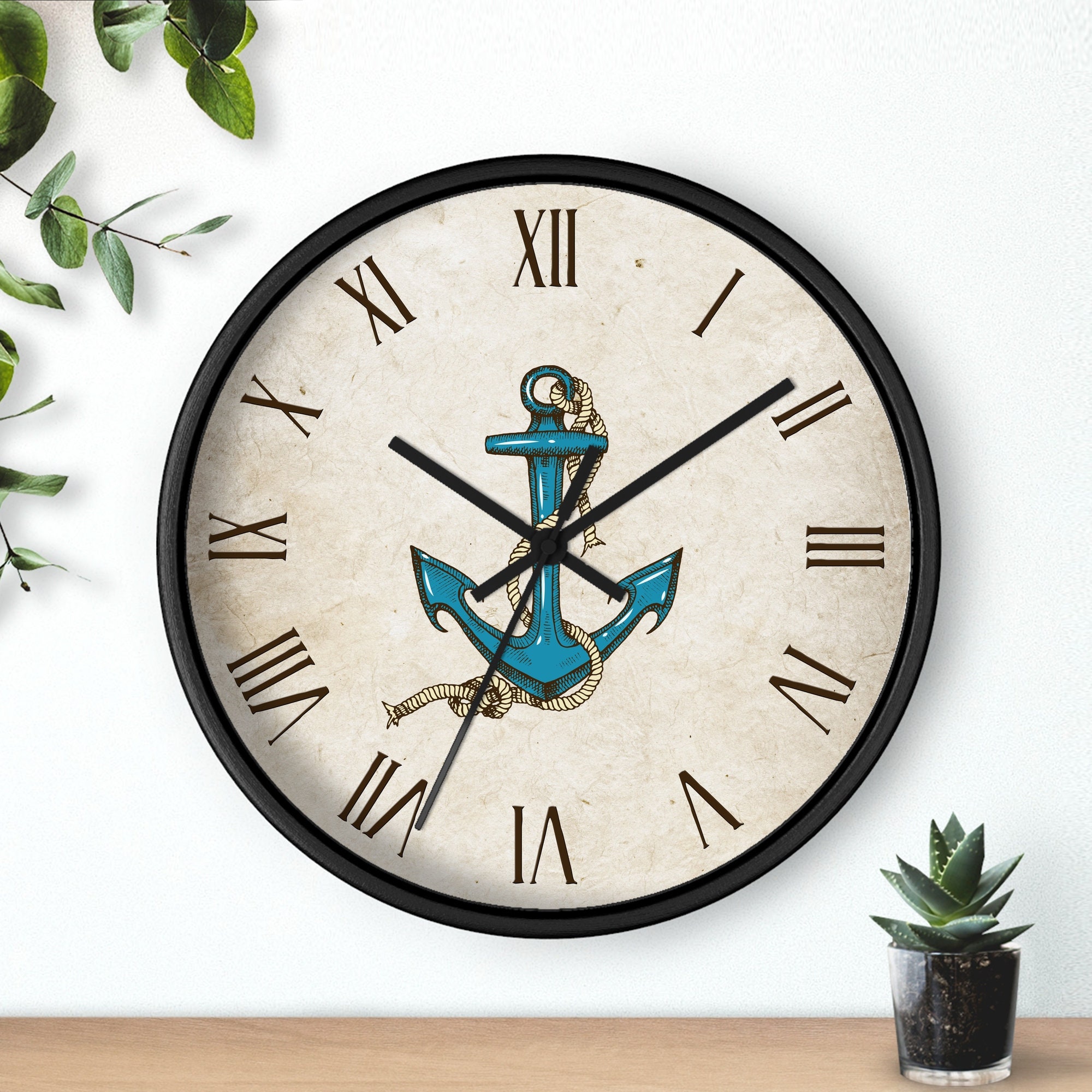 Nautical Wall Clock Anchor Ship Wall Clock Marine Wall Clocks Coastal ...