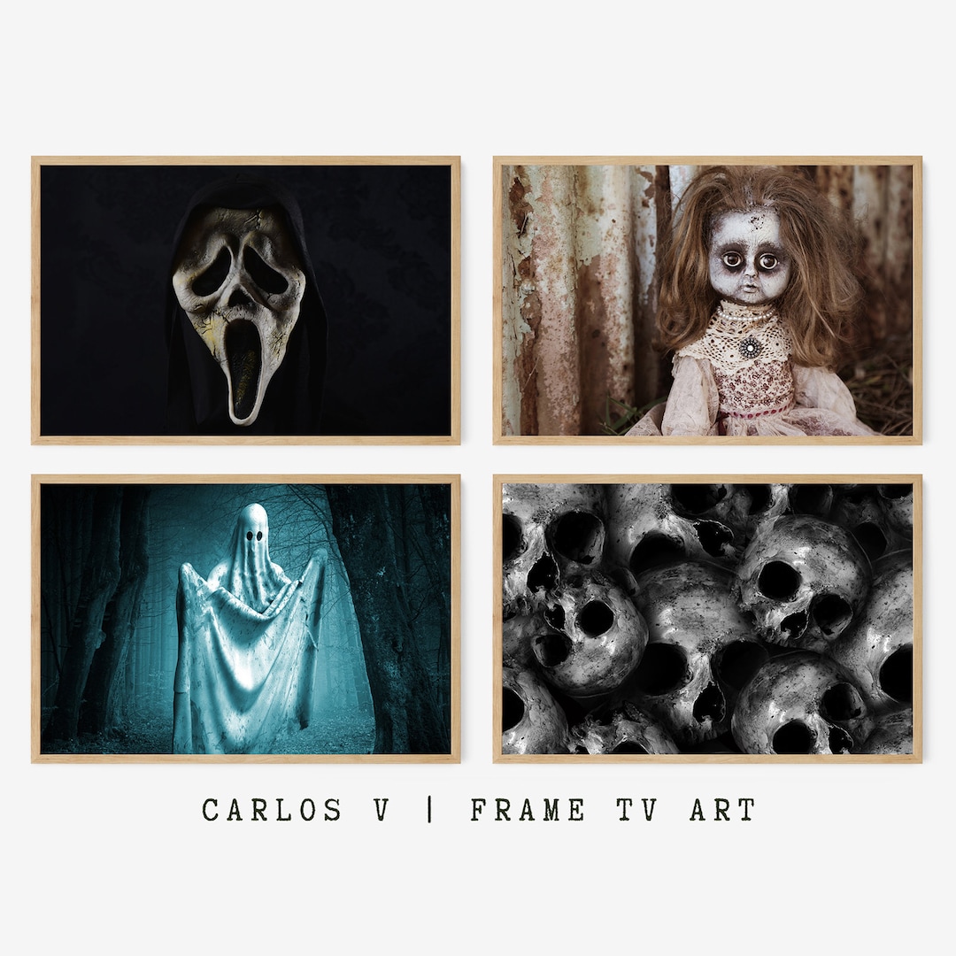 Spooky Creepy Horror Frame Tv Art Nightmare Halloween Masterpiece Set ...