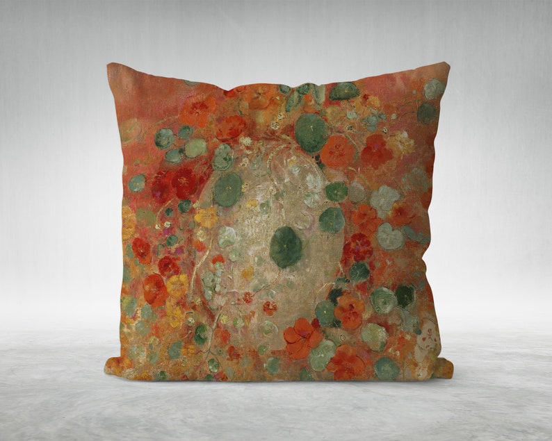 Nasturtiums by Odilon Redon Decorative Pillow, Pretty Cushions, Home ...
