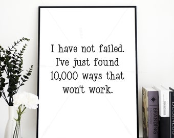 Printable Motivational Quote Poster, Thomas Edison Inspirational Quote ...