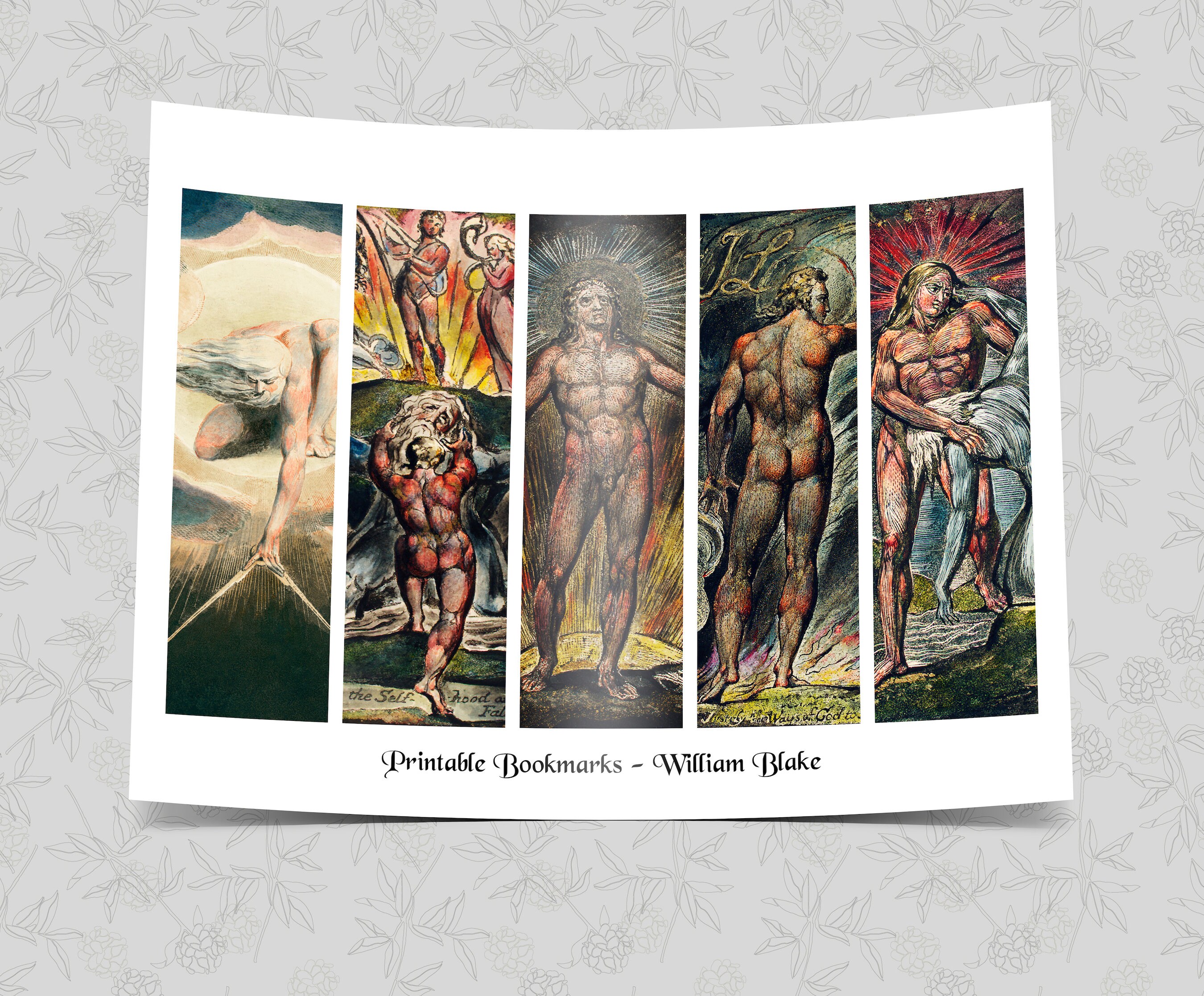 William Blake Art Printable Bookmarks Set, Book Lover Gift, Instant ...