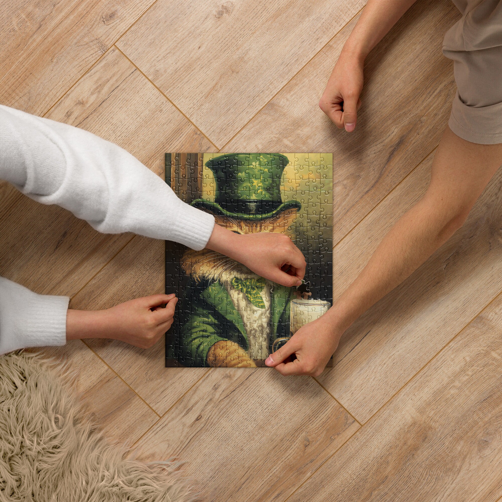 Cute Irish Cat With Beer St. Patrick's Day Jigsaw Puzzle Charming Fun ...