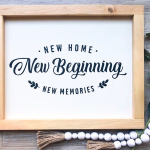 New Beginning Wood Sign, New Home, New Home Sign, Wood Sign, Rustic ...