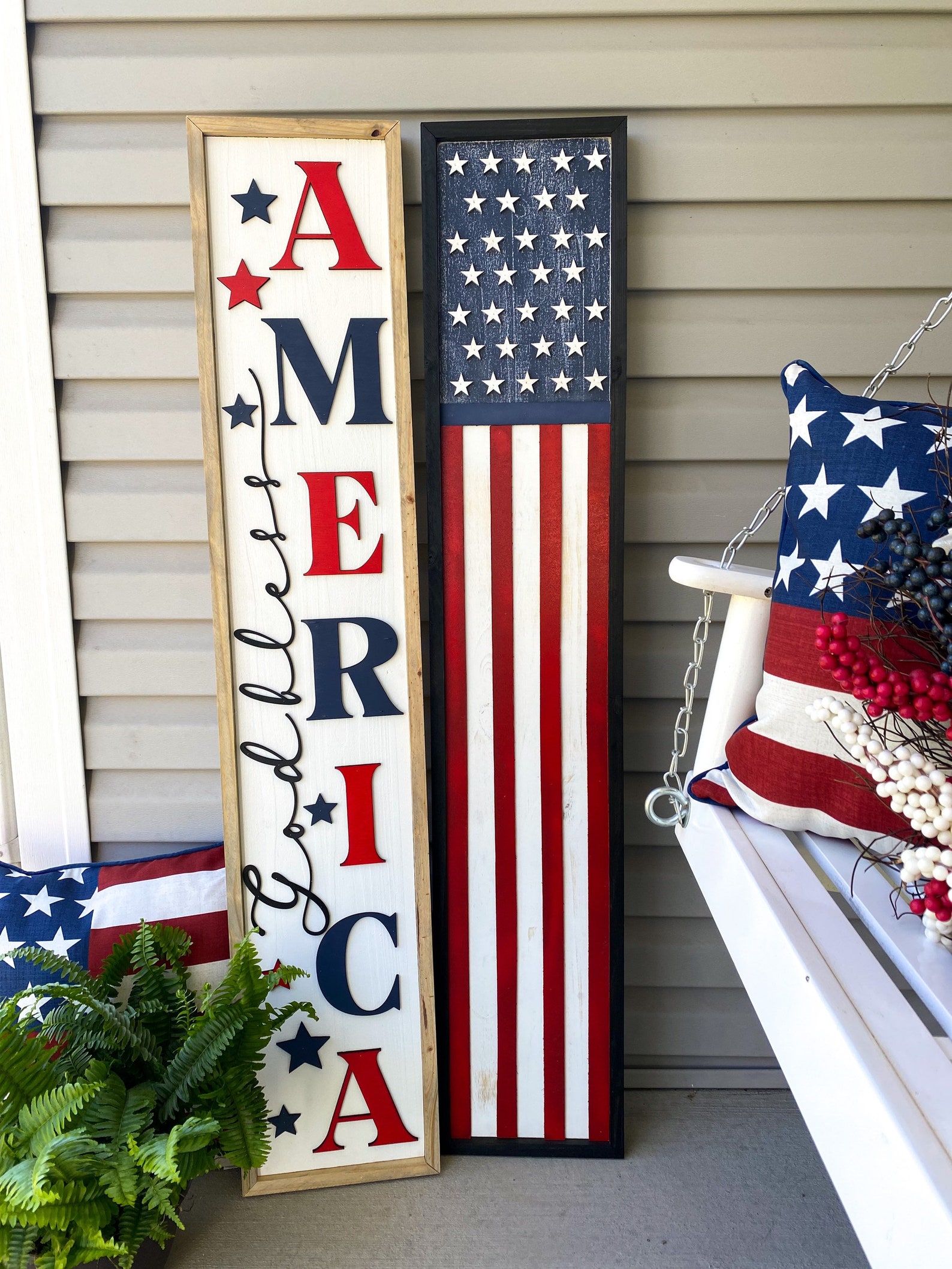 Patriotic Porch Sign Flag Porch Sign Double Sided Sign - Etsy