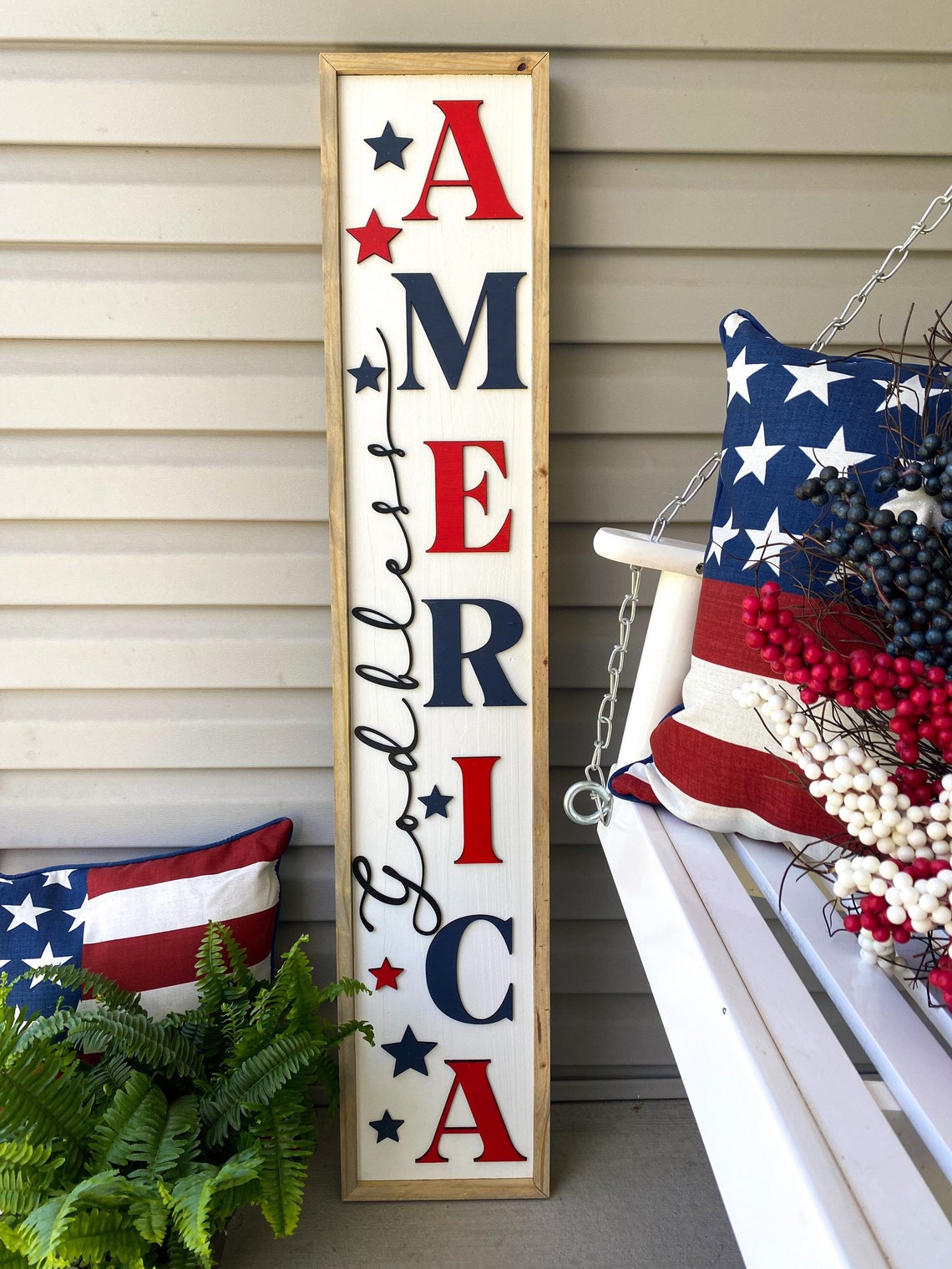 Patriotic Porch Sign Flag Porch Sign Double Sided Sign - Etsy