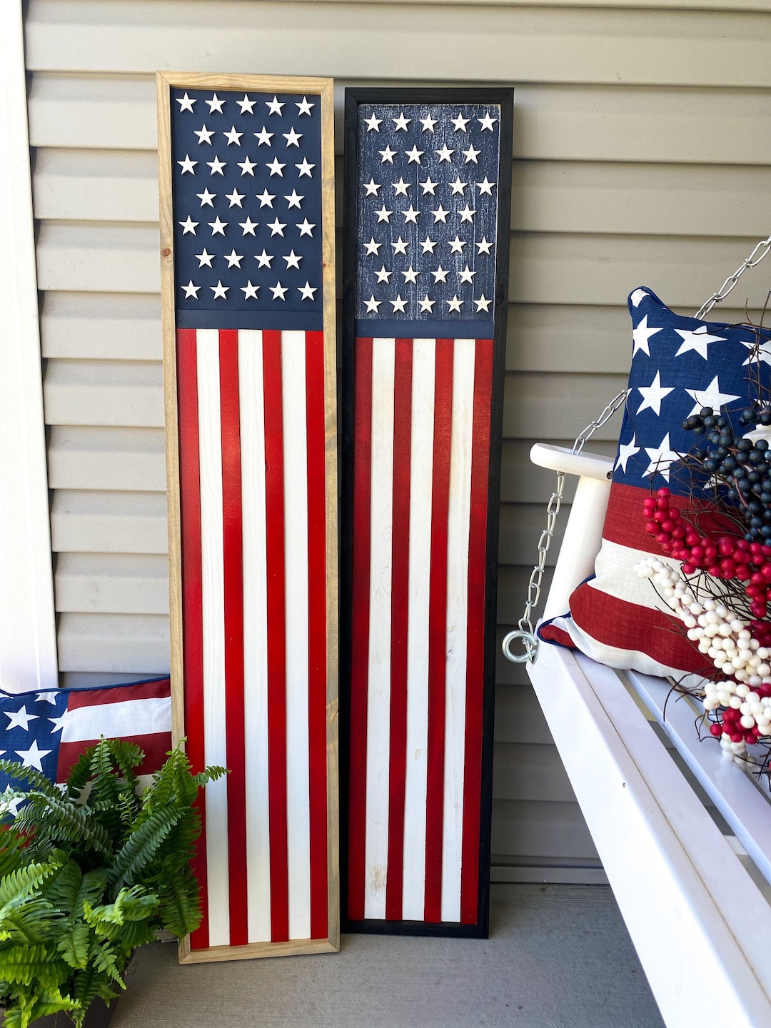 Patriotic Porch Sign | Flag Porch Sign | Double Sided Sign | 4th of ...