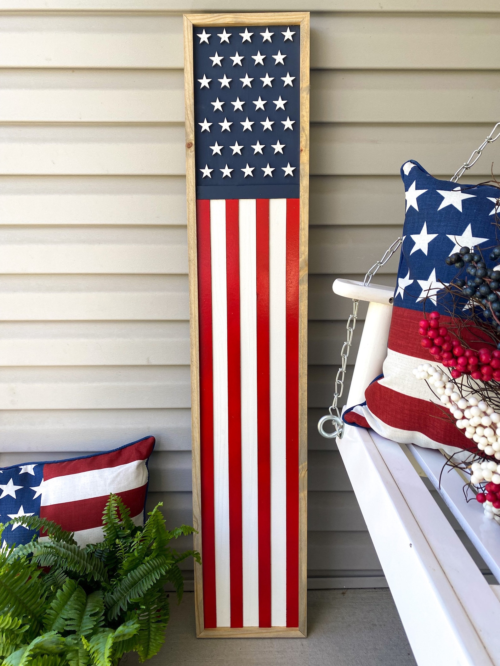 Patriotic Porch Sign | Flag Porch Sign | Double Sided Sign | 4th of ...