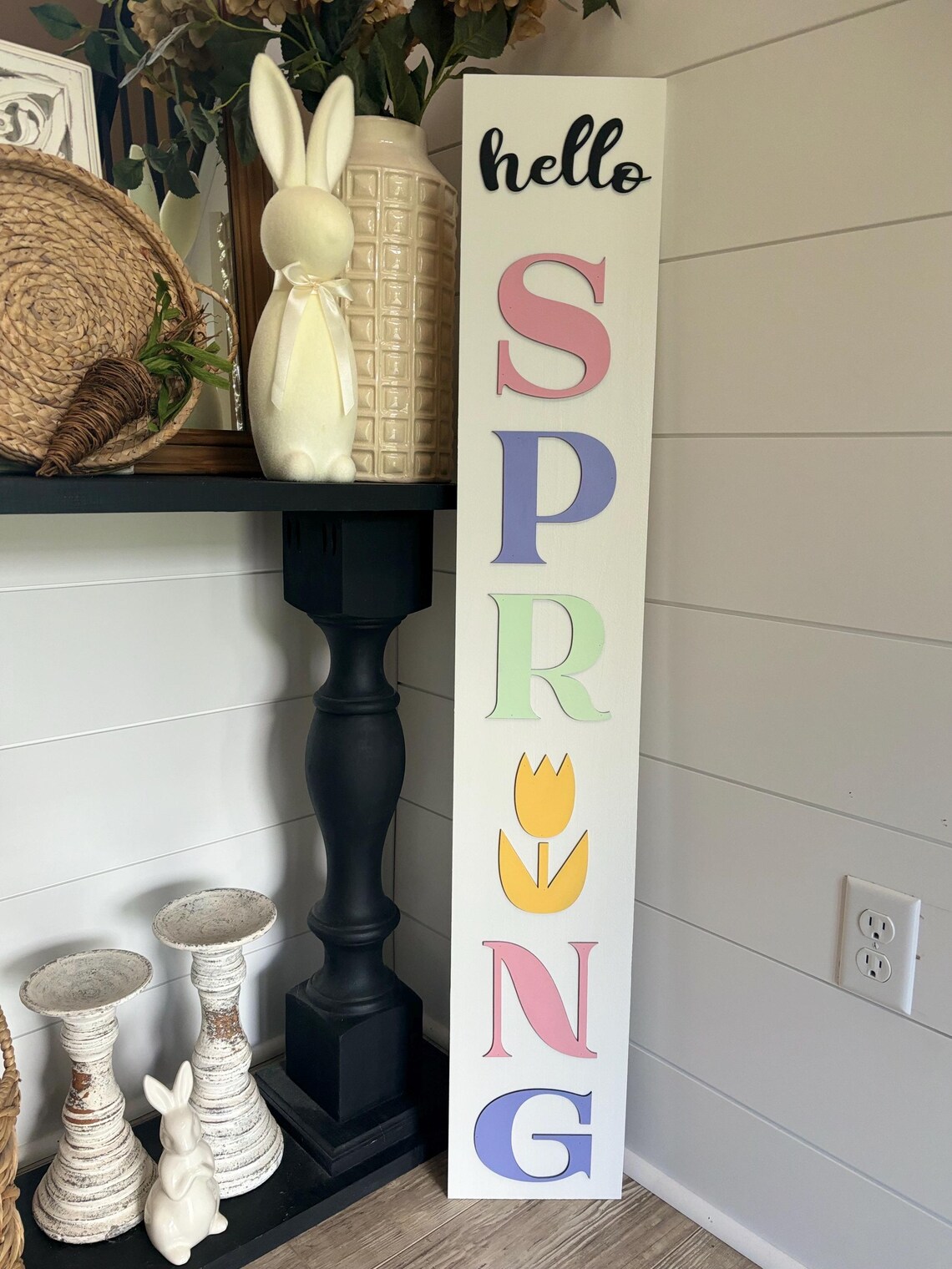 Hello Spring Wood Sign: Pastel Easter Porch Decor - Etsy