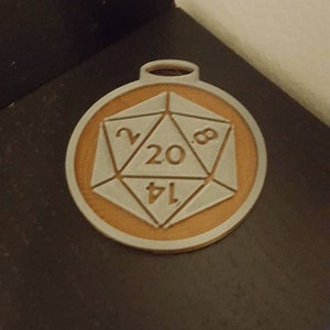 3D Printed D20 Token With 2 Colors and a Loop for Keychain or Pendant ...
