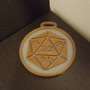 3D Printed D20 Token With 2 Colors and a Loop for Keychain or Pendant ...