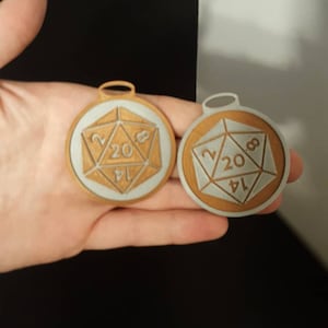 3D Printed D20 Token With 2 Colors and a Loop for Keychain or Pendant ...