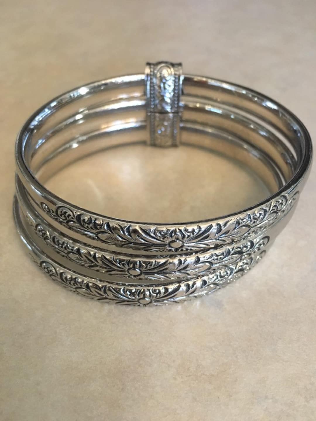 Three Stacking Whiting and Davis Engraved Bangle Bracelets - Etsy