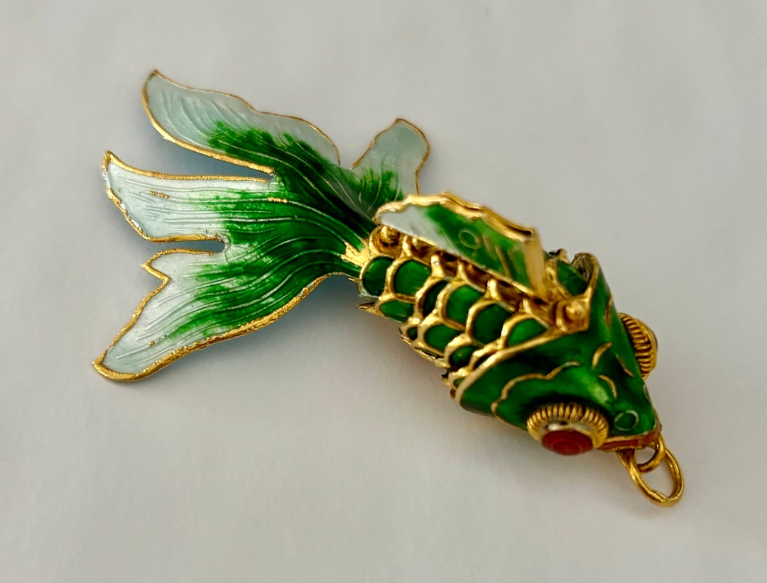 Enamel Articulated Fan Koi Fish Pendant - Etsy