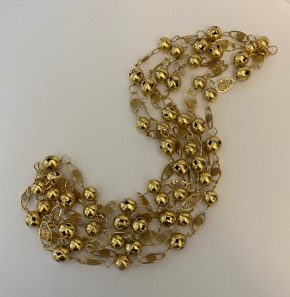 Antique Handmade Filigree Bead Chain Link Necklace - Gem