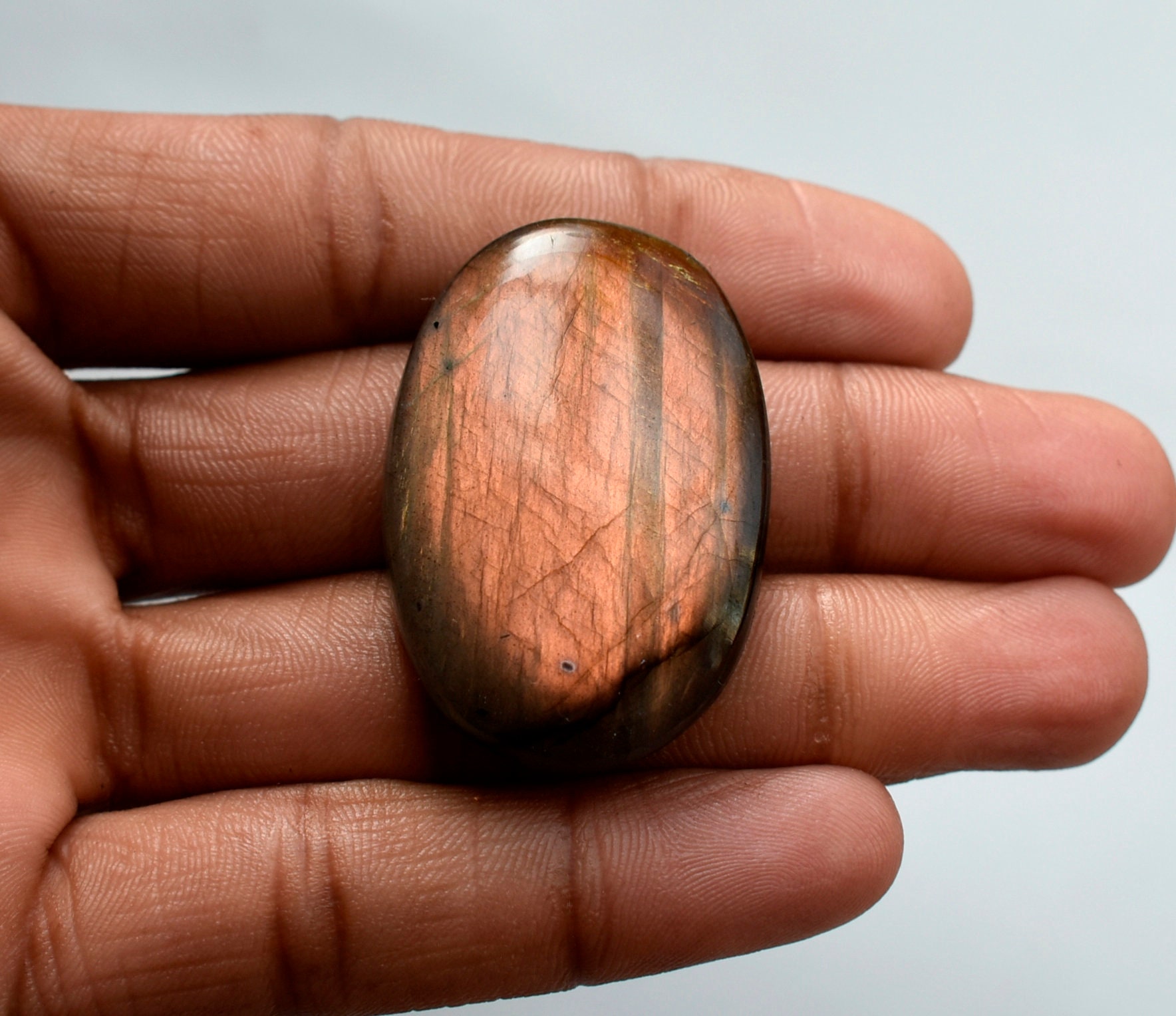 97Cts 100% Natural Labradorite Cabochon Brown Flashy Oval | Etsy