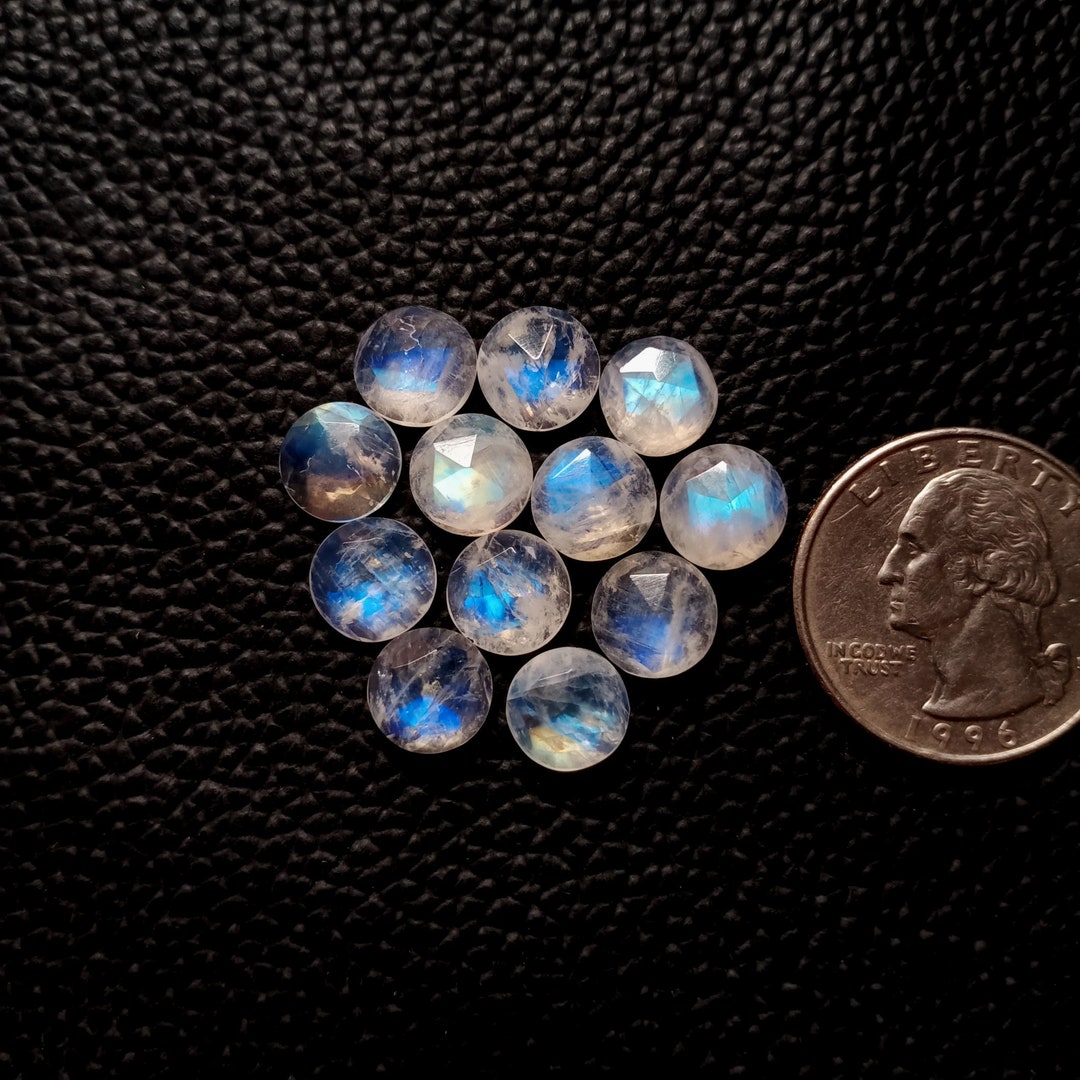 5 Pcs Rainbow Moonstone Cut Gemstone, Faceted Rose Cut Moonstone, AAA ...