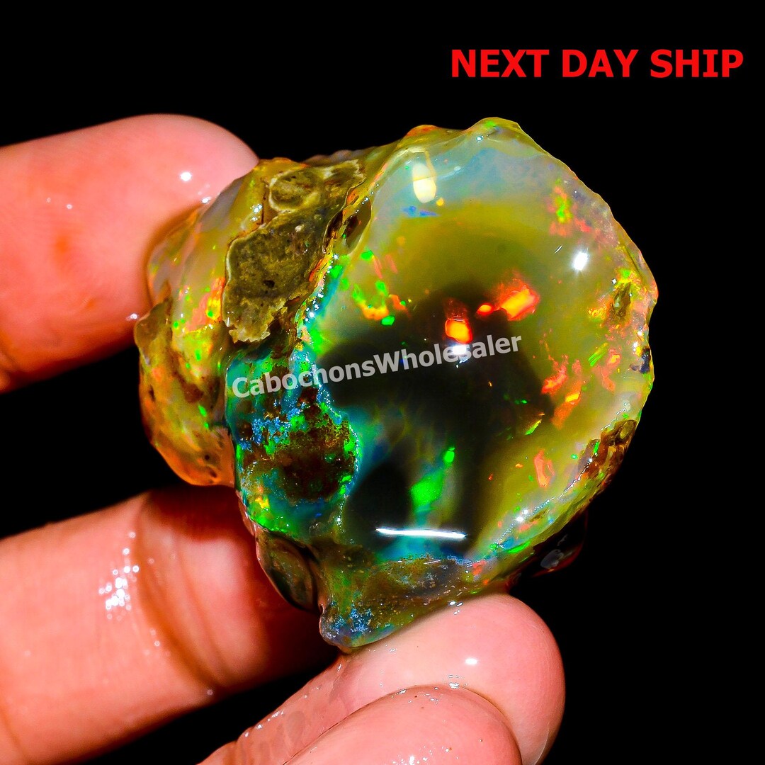 Ethiopian Opal Rough Gemstone, Multi Color Oil Opal Crystal for ...