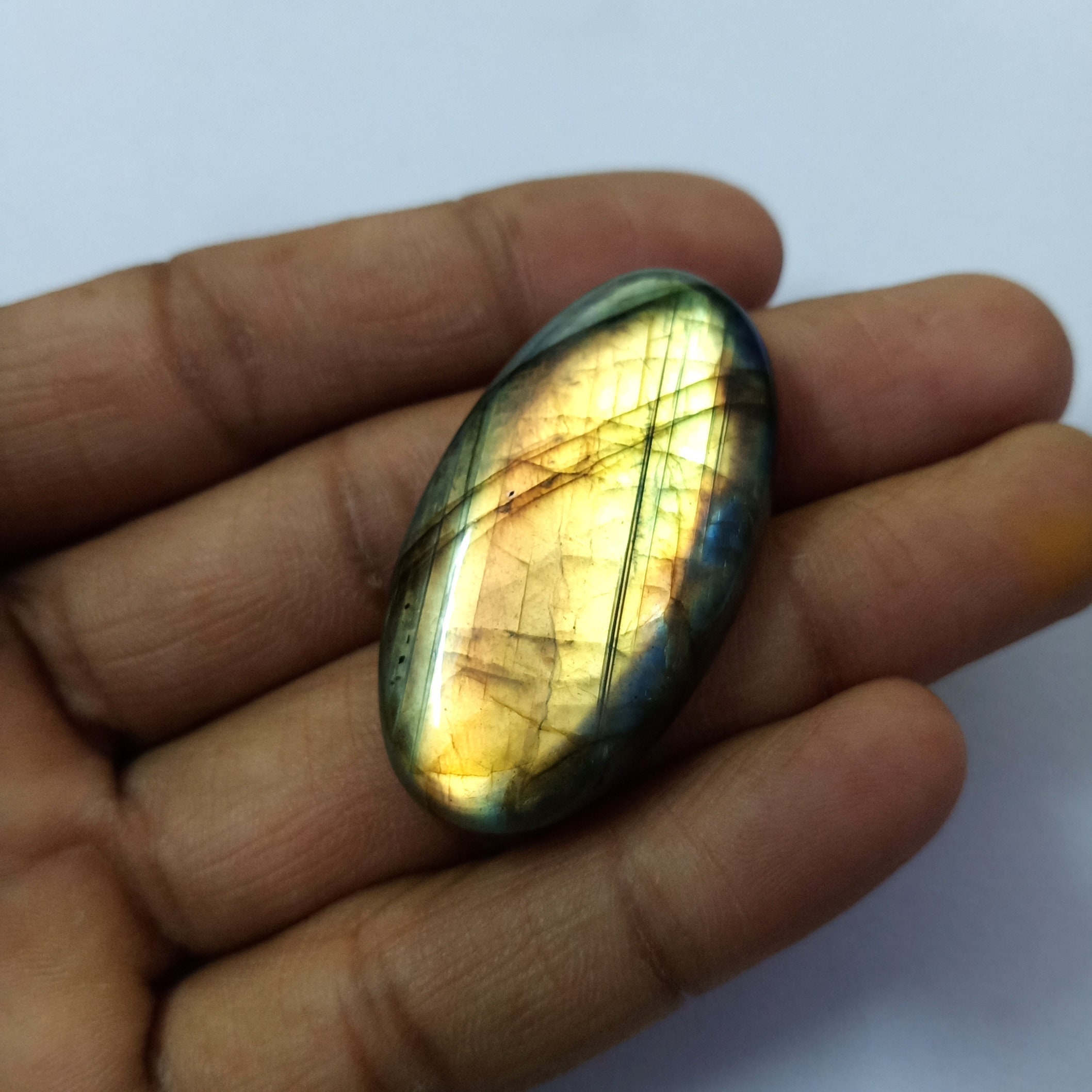 Labradorite Cabochon Yellow Flashy Labradorite Gemstone | Etsy