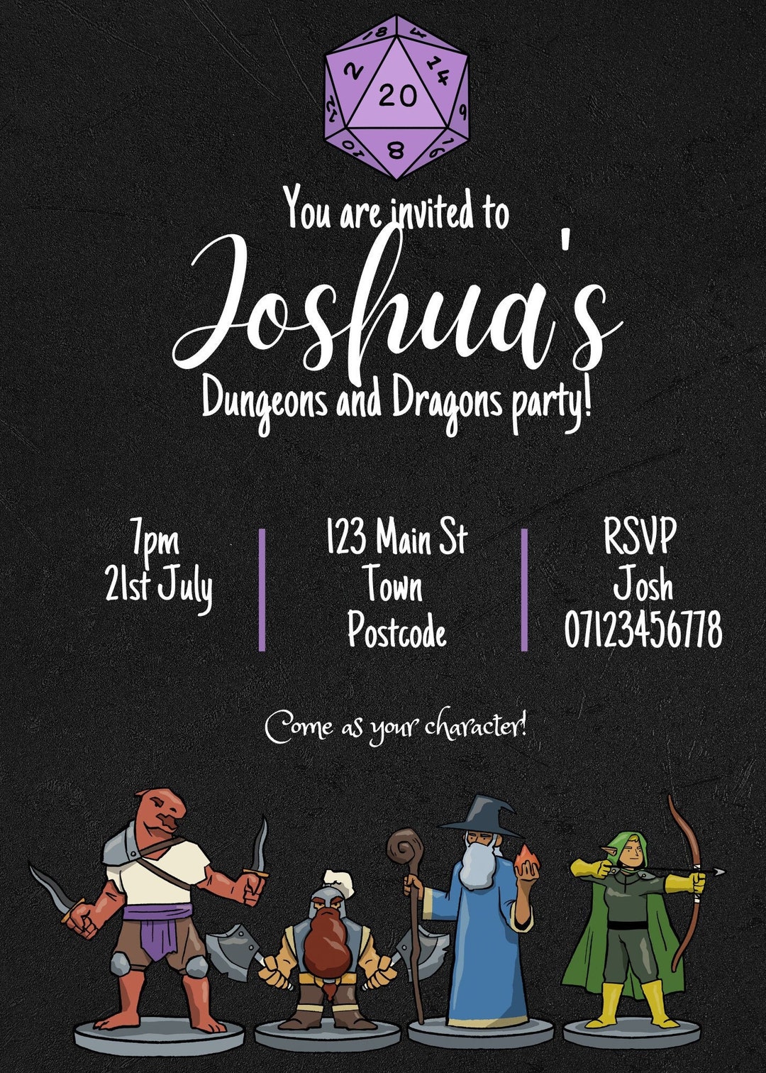 Dungeons and Dragons DND Themed Birthday Party Invitations - Etsy