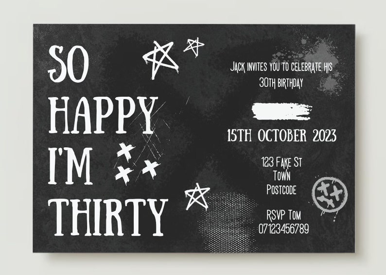 Printable Birthday Party Invitation Template 30th Birthday Invite Elder ...