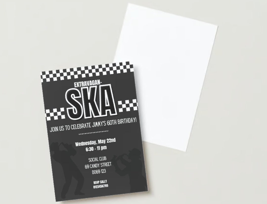 Ska Party Printable Invitation Ska 2-tone Theme Birthday Party 2-tone ...