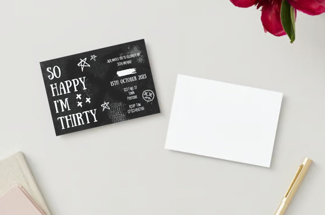 Printable Birthday Party Invitation Template 30th Birthday Invite Elder ...