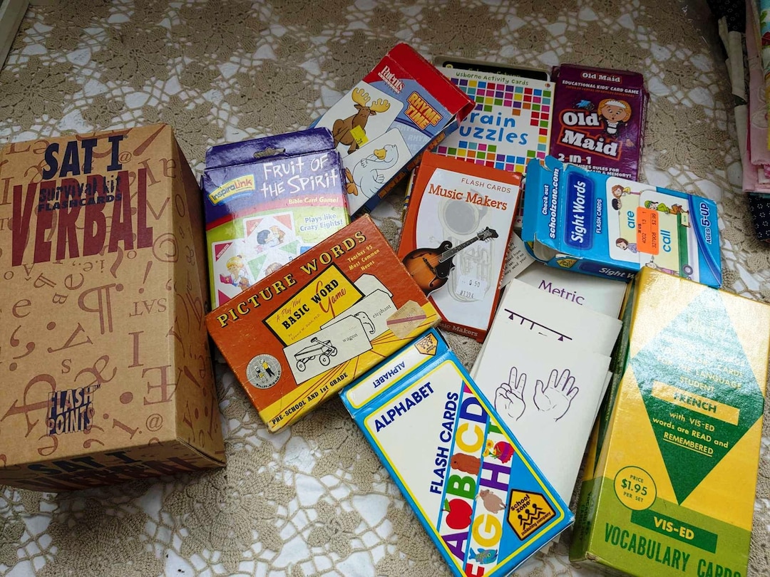 Vintage Flash Cards - Lot of 50+ Sight Words-assorted Flash Cards From ...