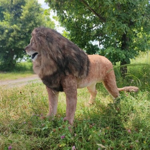 Handmade Asian Lion Art Doll: Realistic Faux Fur Stuffed Animal Decor ...